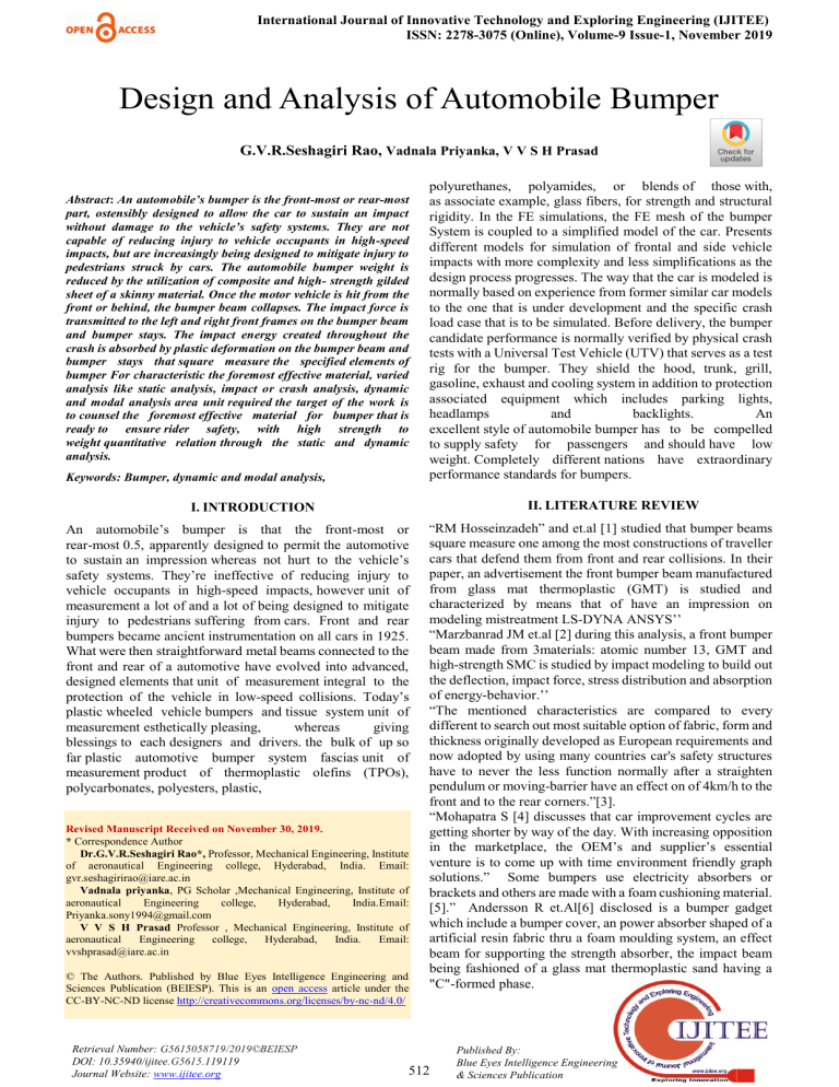 Automobile Bumper Design & Analysis