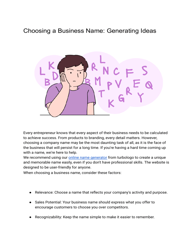 Choosing a Business Name: Ideas & Generators