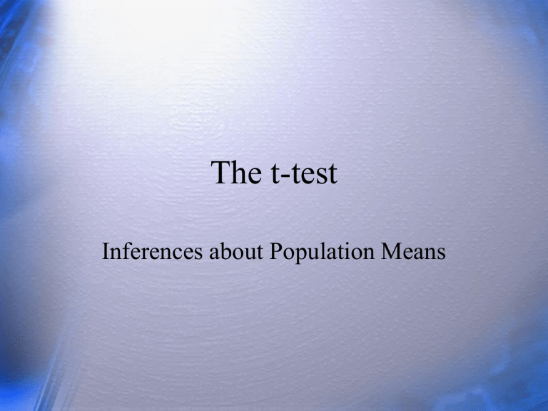 T-Test: Inferences About Population Means