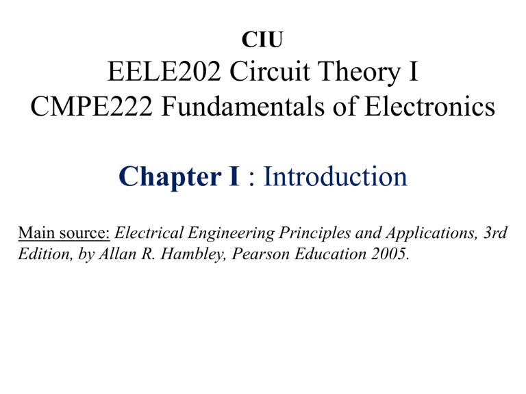 Circuit Theory & Electronics Intro