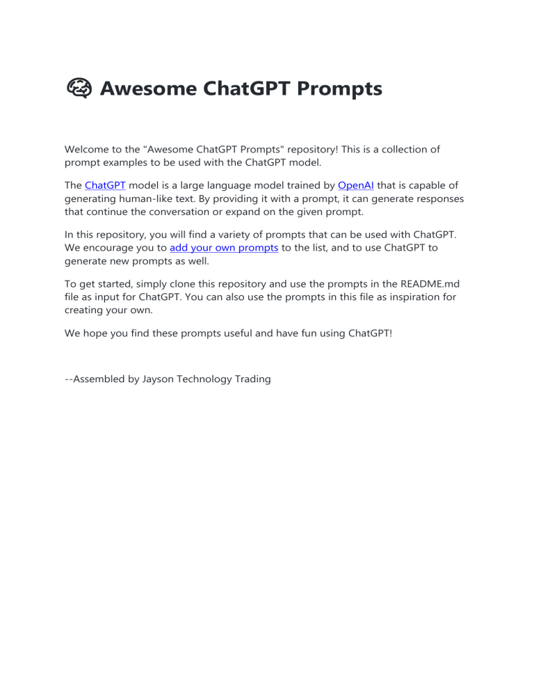 Awesome ChatGPT Prompts Collection