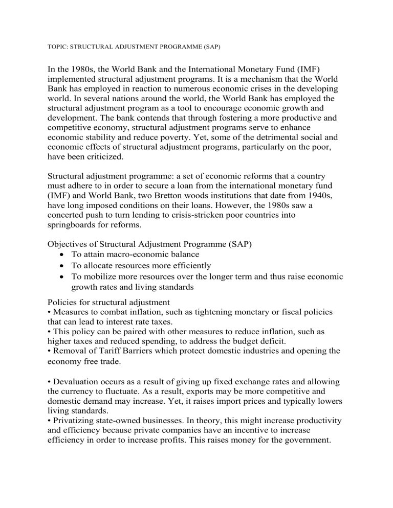 Structural Adjustment Programs (SAP) Explained