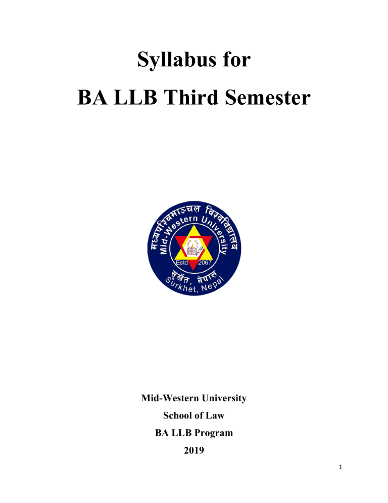 BA LLB Third Semester Syllabus - Mid-Western University