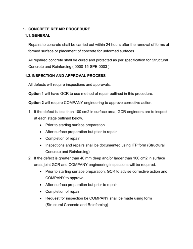 Concrete Repair Procedure