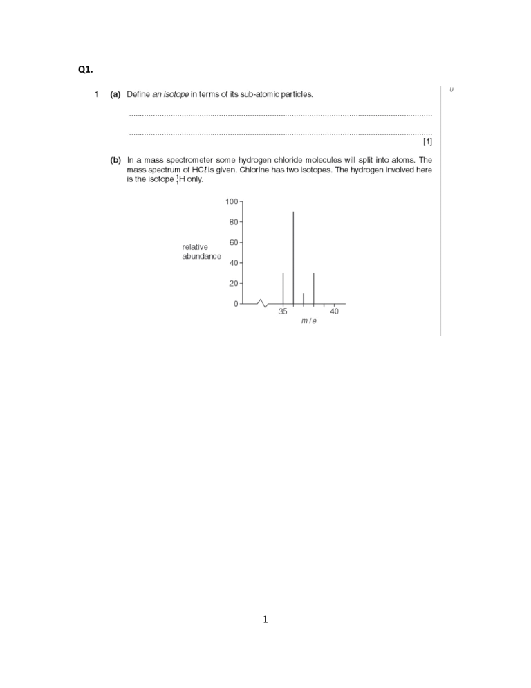 Chemistry Exam: Isotopes & Mass Spectrometry