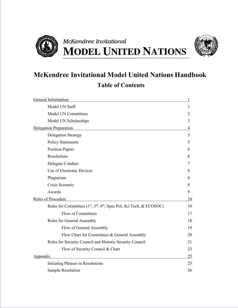 McIMUN Handbook: Model UN Guide for High School Students