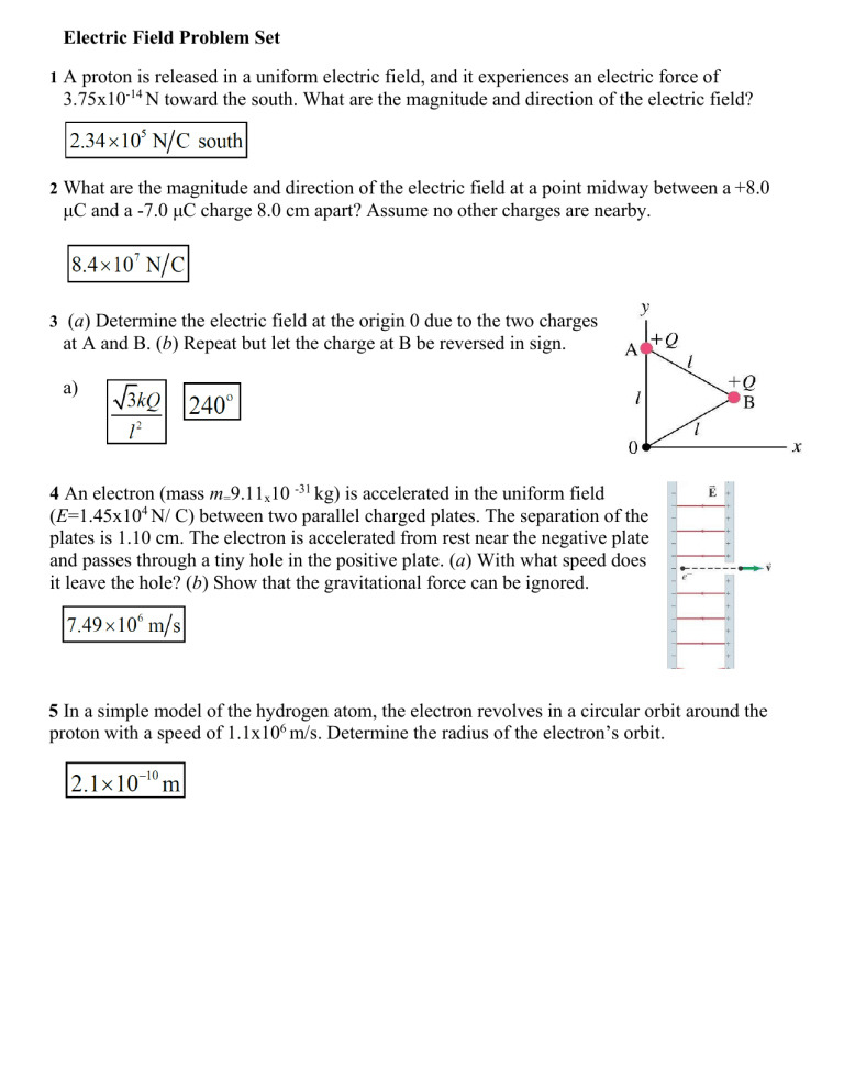 Electric Field Problem Set