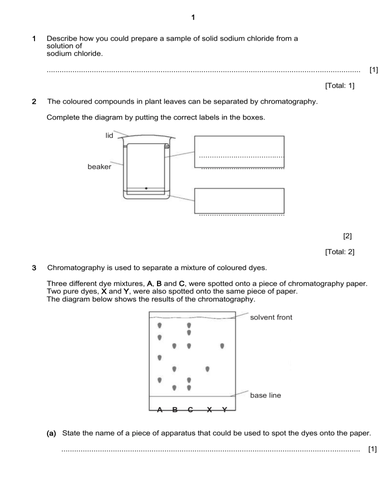 Chemistry Separation Techniques Exam Paper