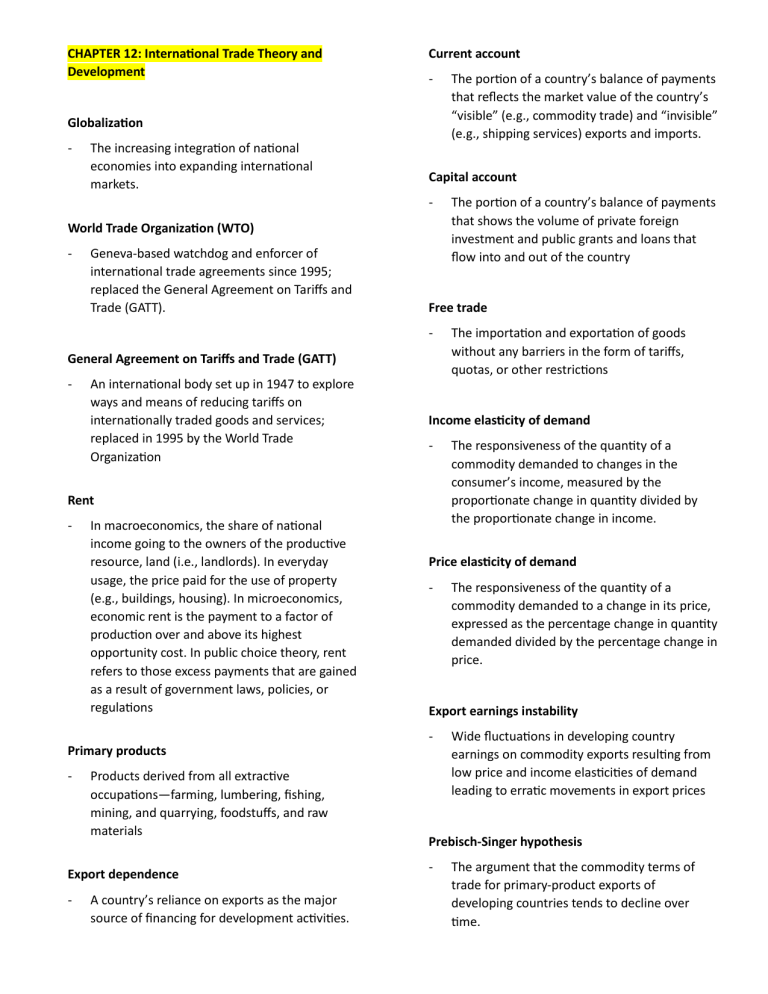 International Trade Theory & Development