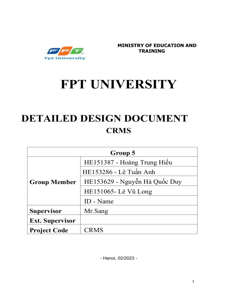 CRMS Detailed Design Document