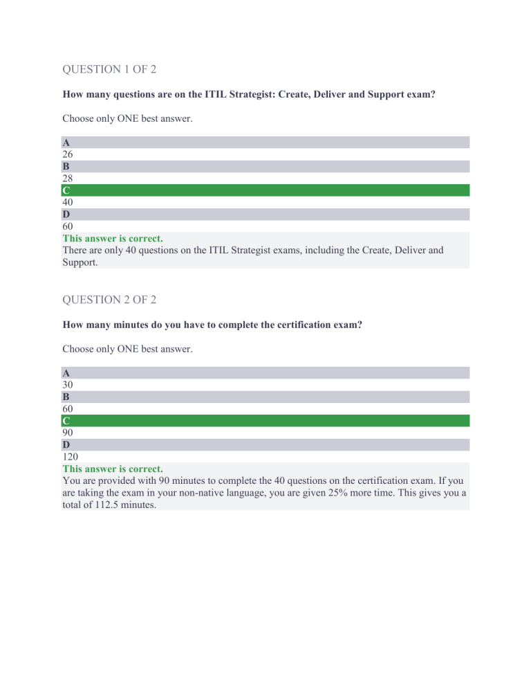 ITIL Strategist Exam Questions: Create, Deliver, Support
