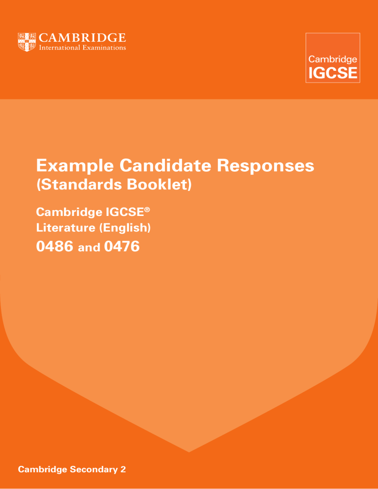 Cambridge IGCSE Literature Standards Booklet