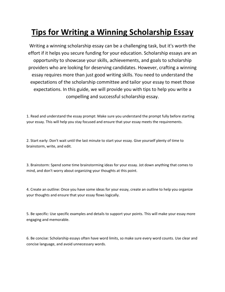 Scholarship Essay Writing Tips: A Winning Guide
