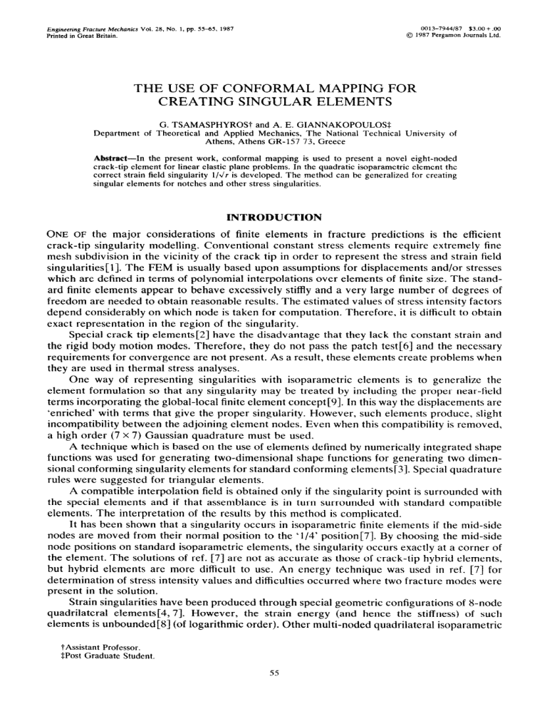 Conformal Mapping for Singular Elements in Fracture Mechanics