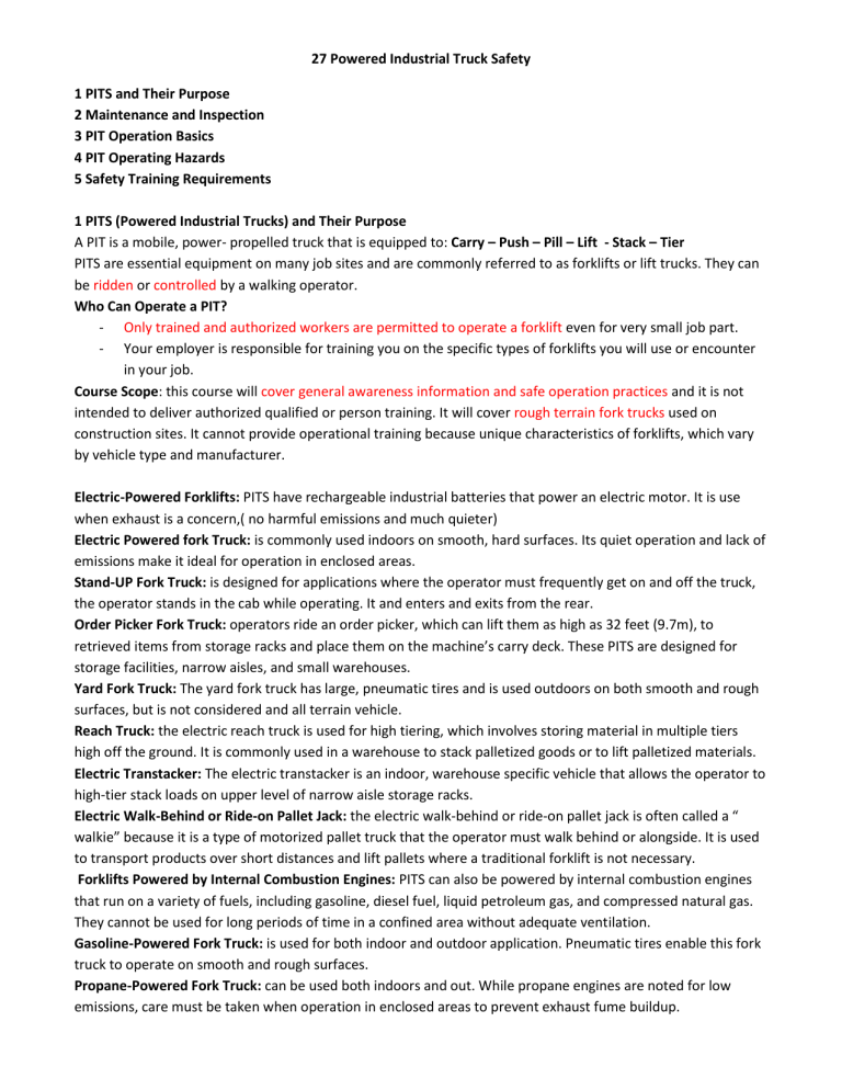 PIT Safety: Forklift Training Guide