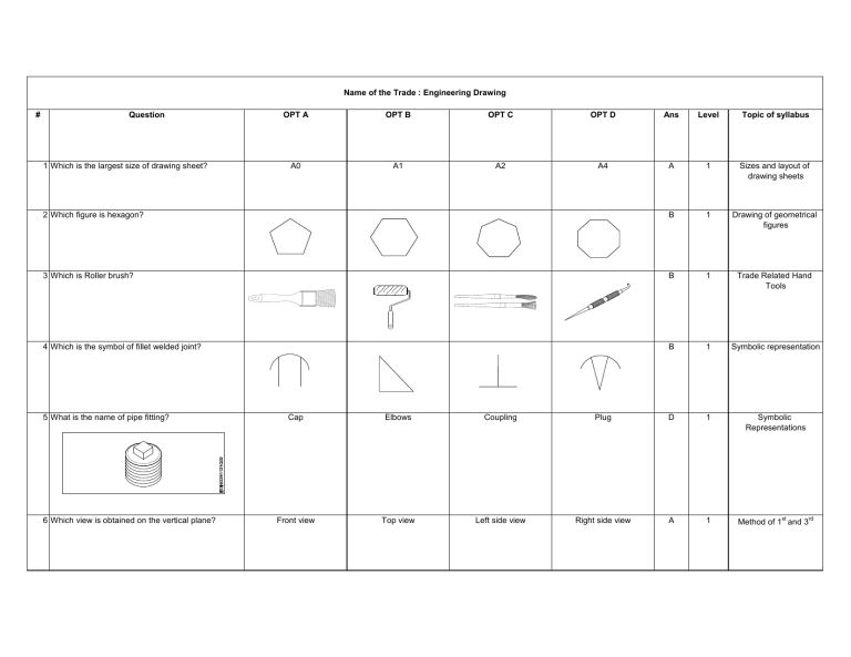 Engineering Drawing Exam Paper