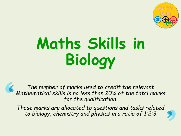 Maths Skills in Biology Worksheet