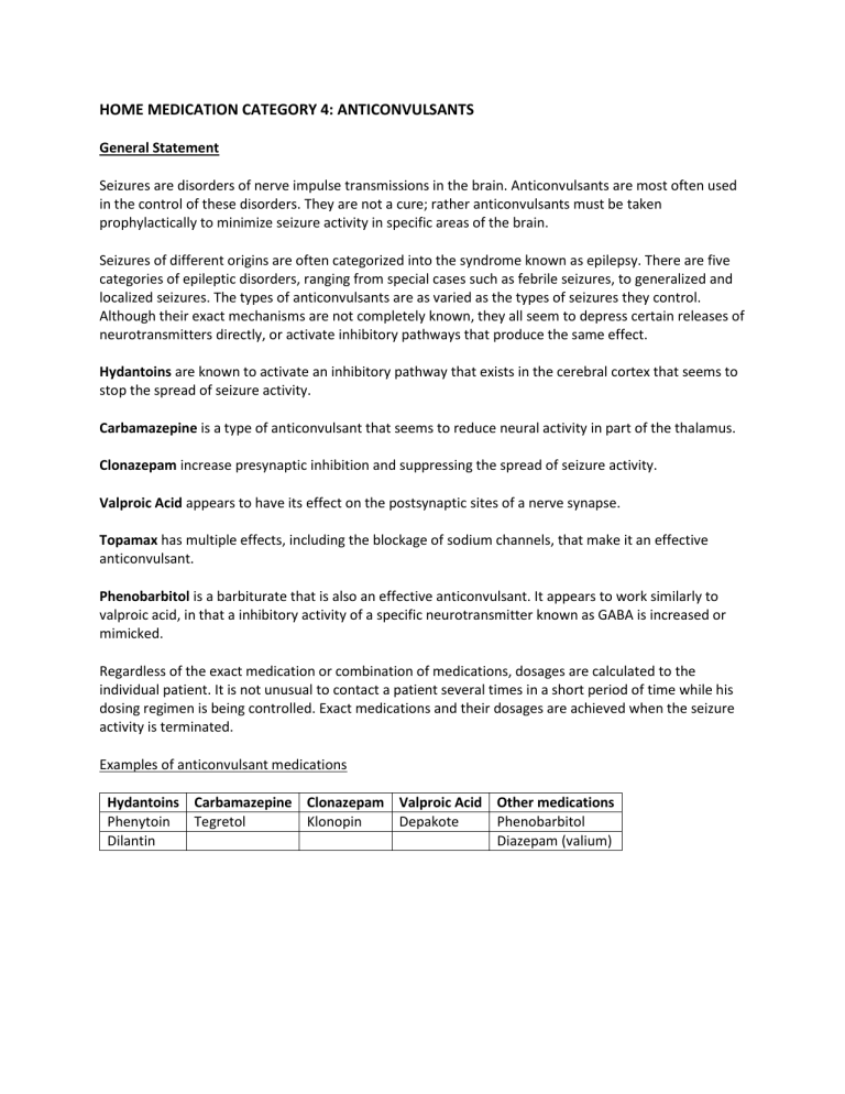 Anticonvulsant Medications Overview