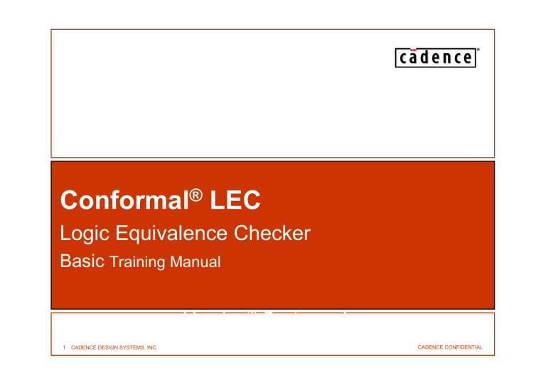Conformal LEC Training Manual: Logic Equivalence Checker