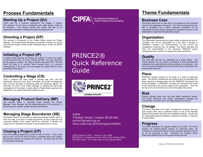 PRINCE2 Quick Reference Guide: Project Management