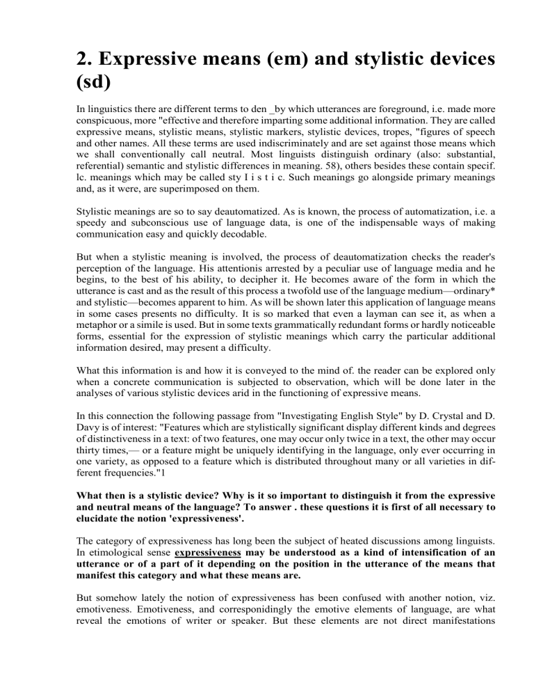 Expressive Means & Stylistic Devices in Linguistics
