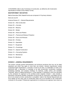 Construction Specifications: MasterFormat Divisions