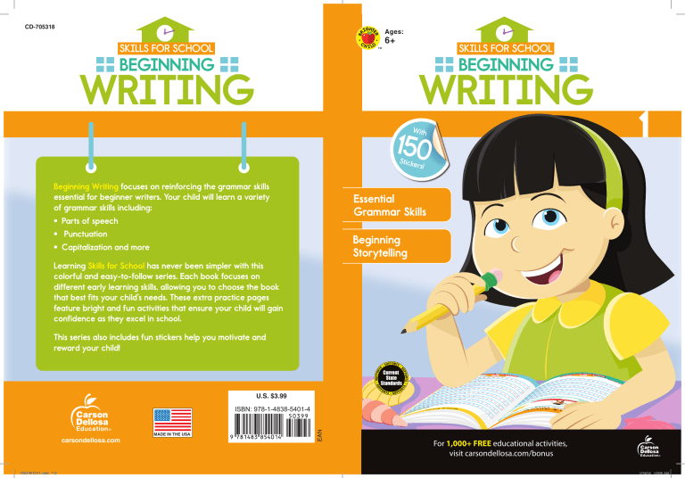 Beginning Writing Workbook for Kids 6+