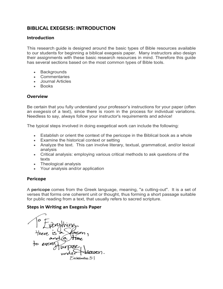 Biblical Exegesis Research Guide