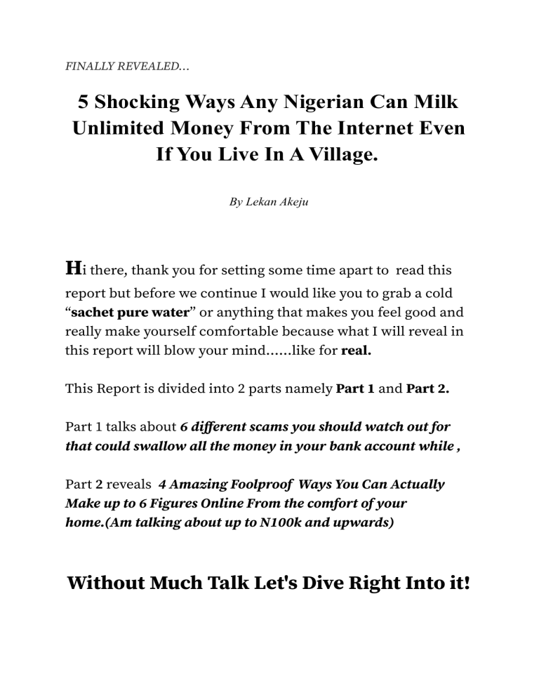 Nigerian Online Scams & Money-Making Guide