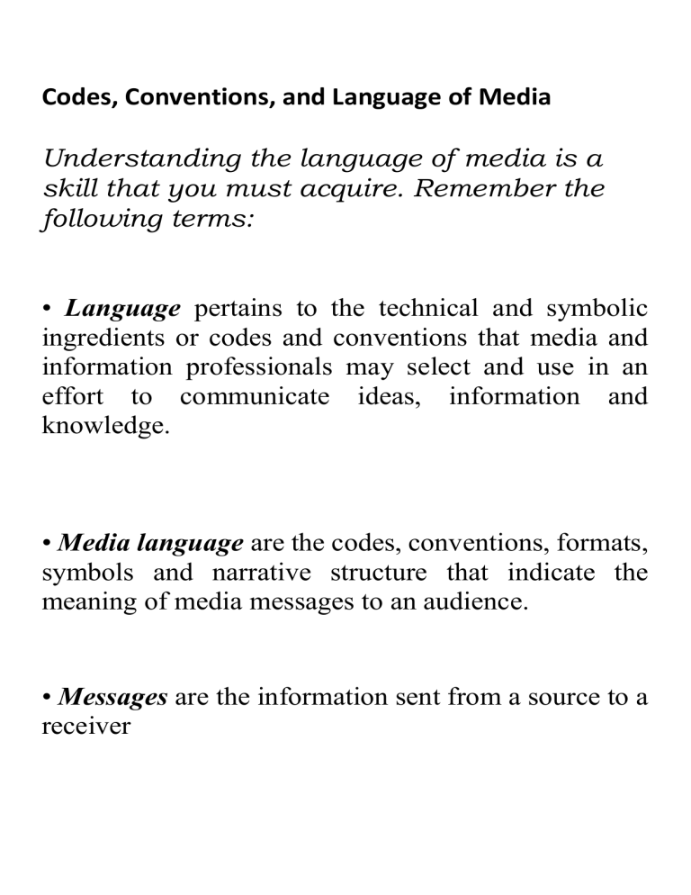 Media Codes, Language & Digital Literacy Guide