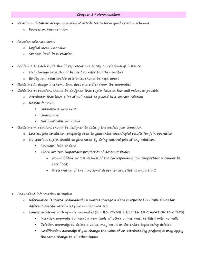 Database Normalization Lecture Notes