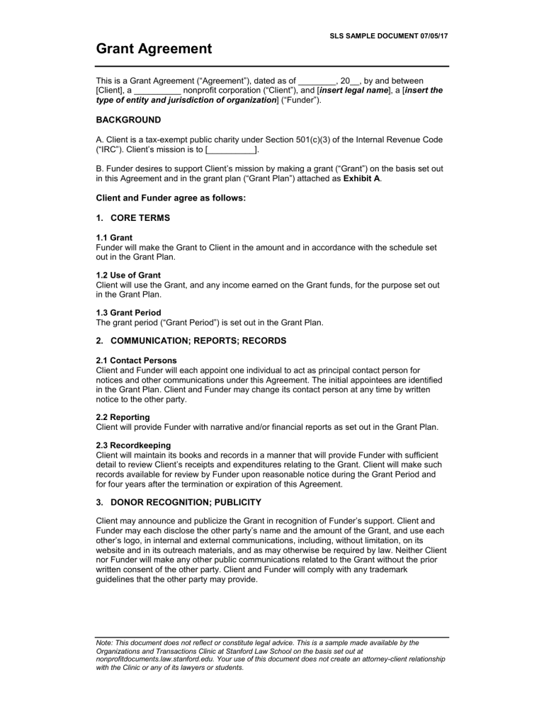 Grant Agreement Template