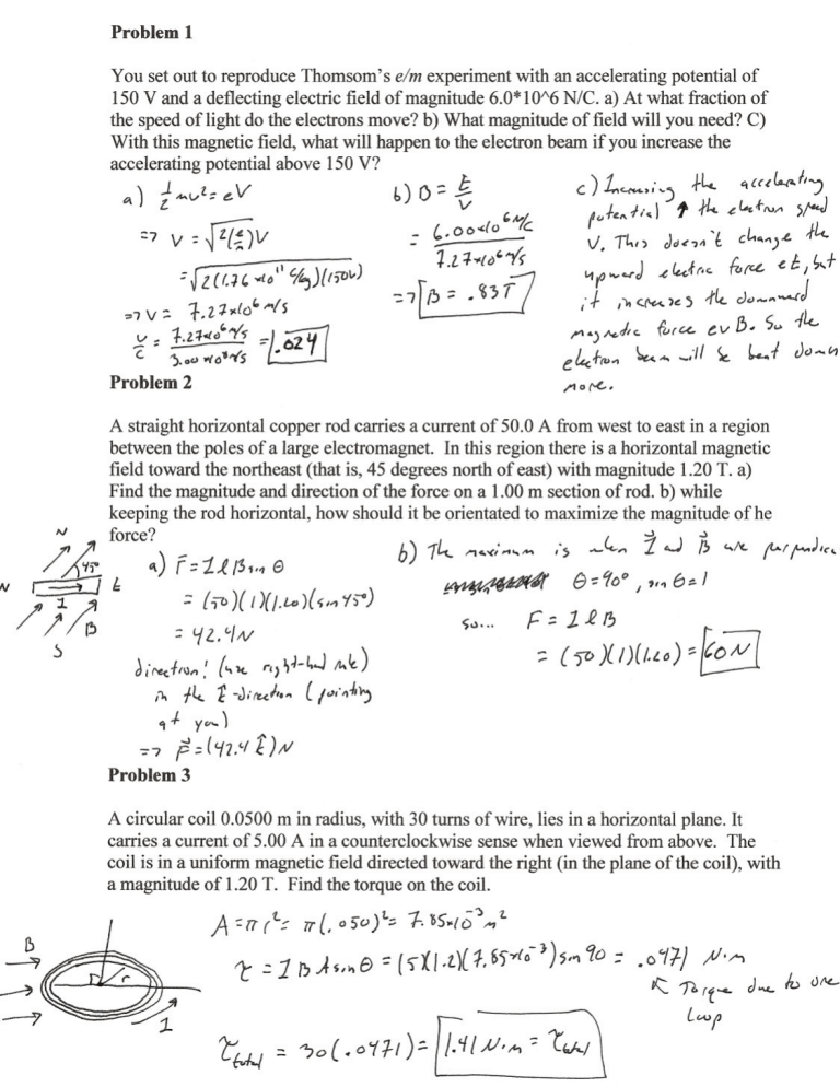 Physics Problem Set: Electromagnetism