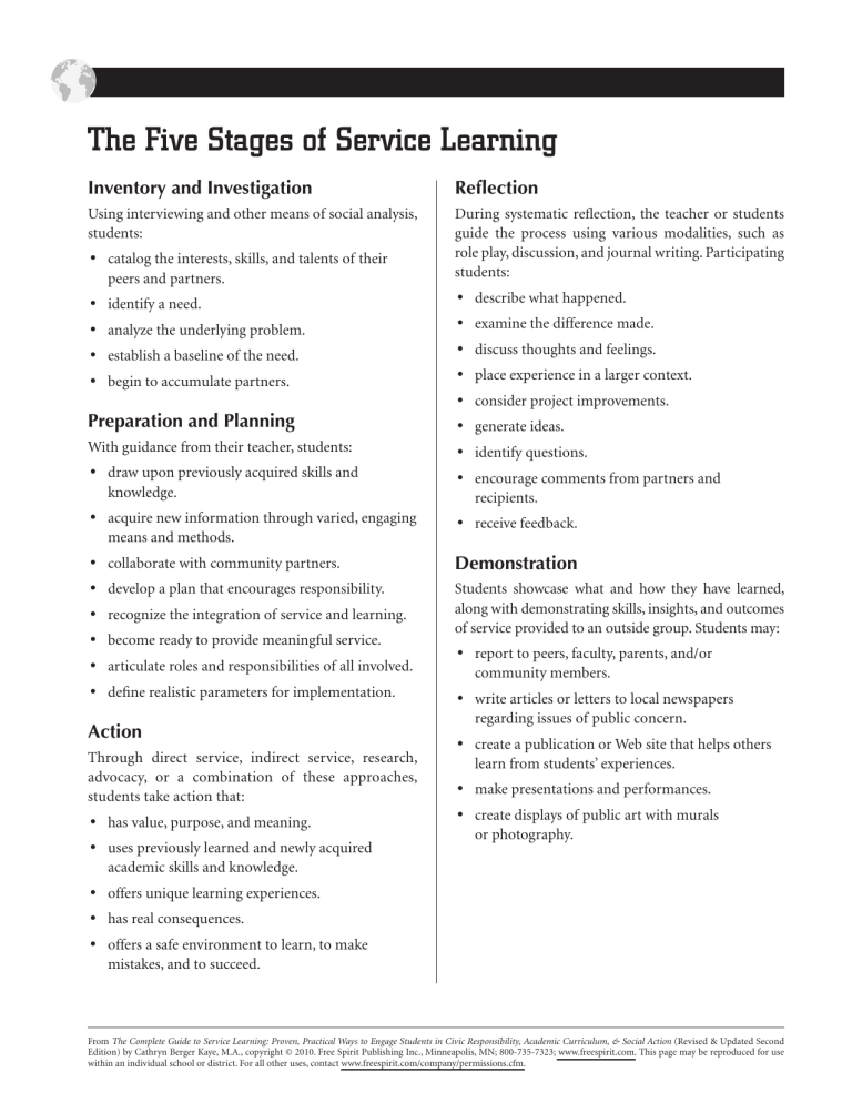 Five Stages of Service Learning
