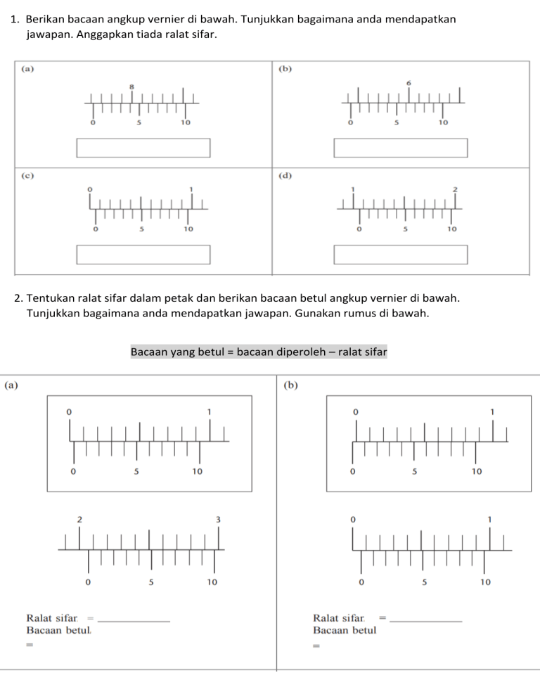 Latihan Angkup Vernier & Mikrometer Sekrup