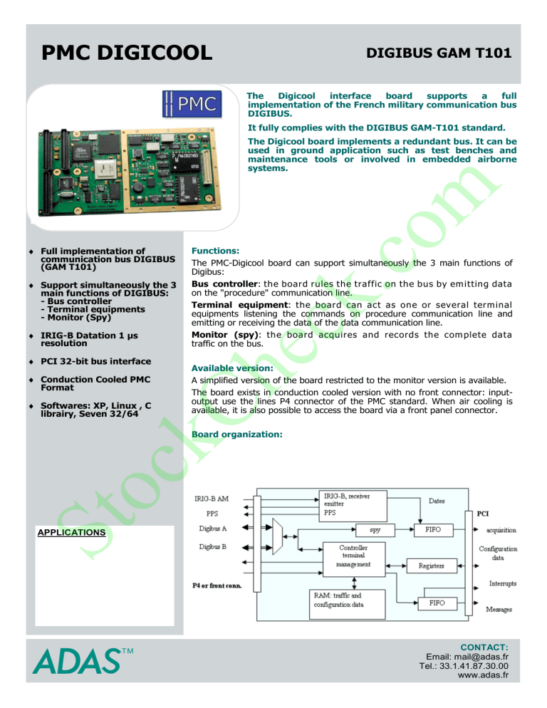 PMC DIGICOOL DIGIBUS GAM T101 Technical Datasheet