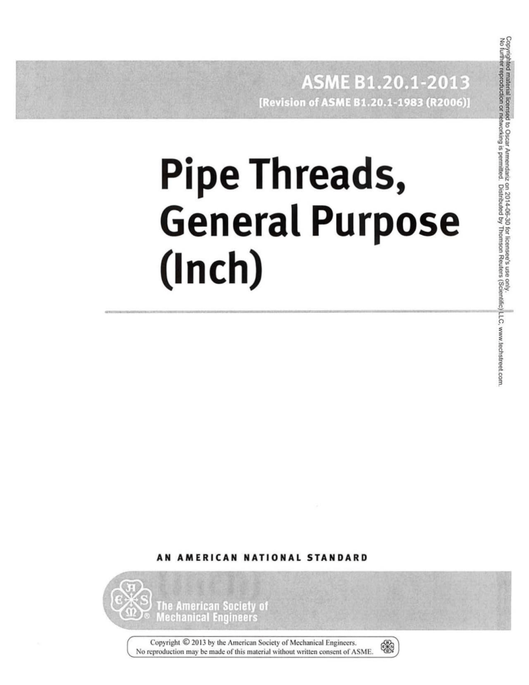 Pipe Thread Standards: General Purpose (Inch)