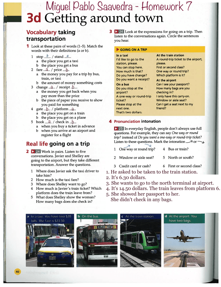 Transportation Vocabulary Worksheet