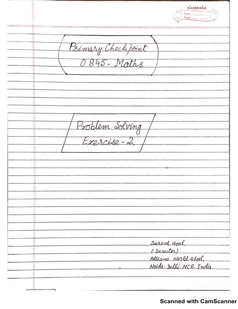Primary Math Problem Solving Worksheet