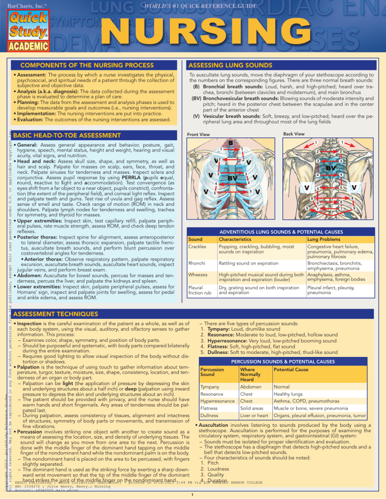 Nursing Process & Assessment Quick Guide