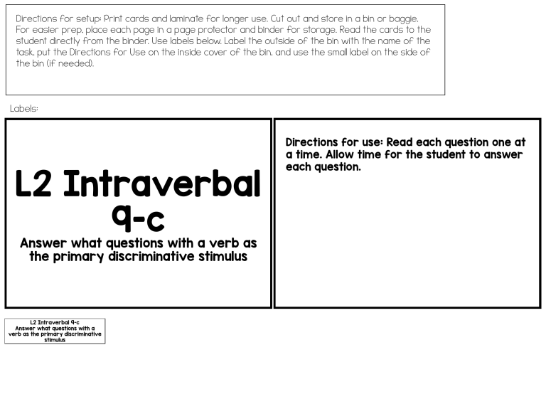 Intraverbal Skills Worksheet: Answering 'What' Questions with Verbs