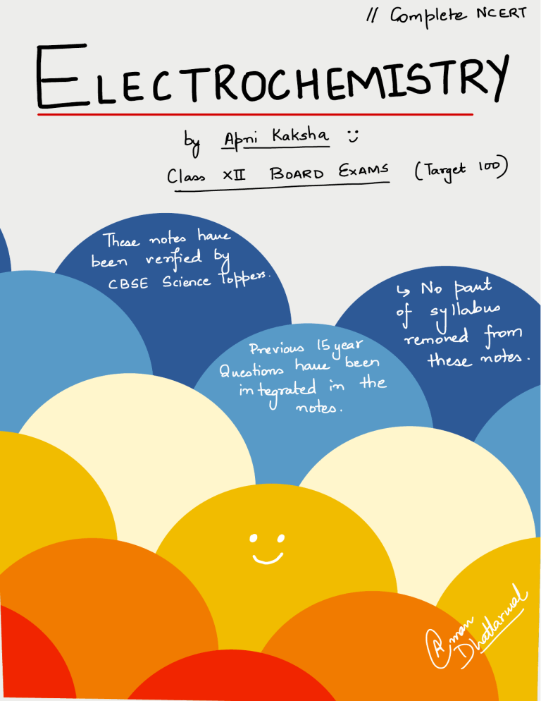 Electrochemistry Notes for Class XII Board Exams