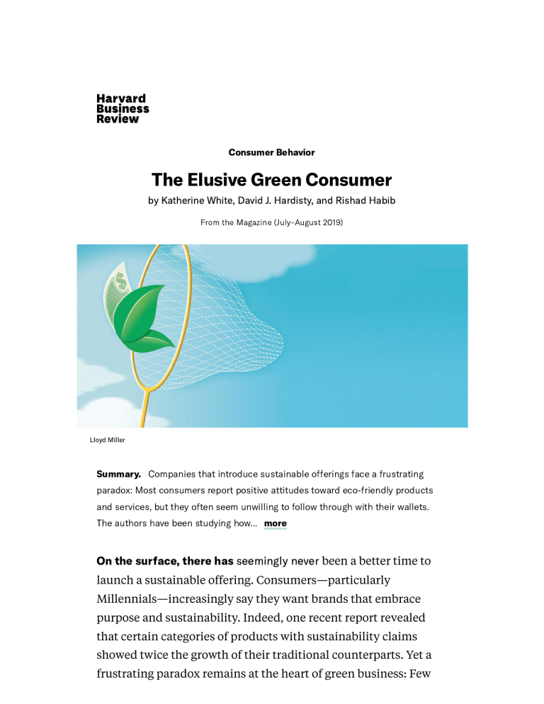 The Elusive Green Consumer: Sustainable Behavior