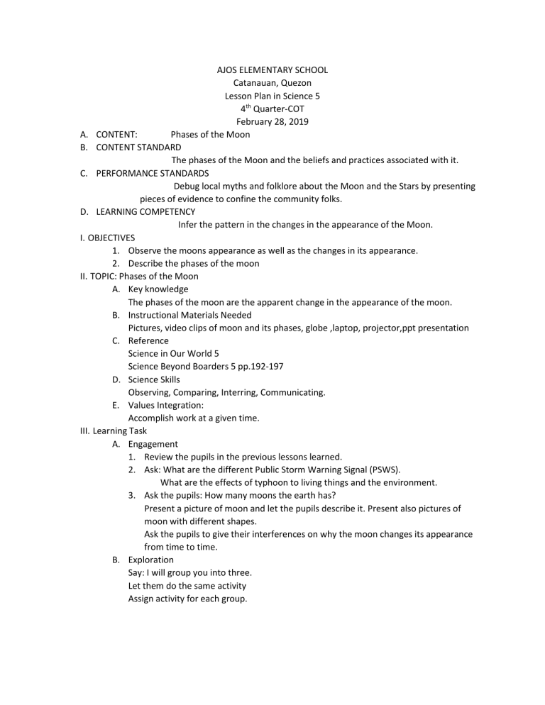 Phases of the Moon Lesson Plan
