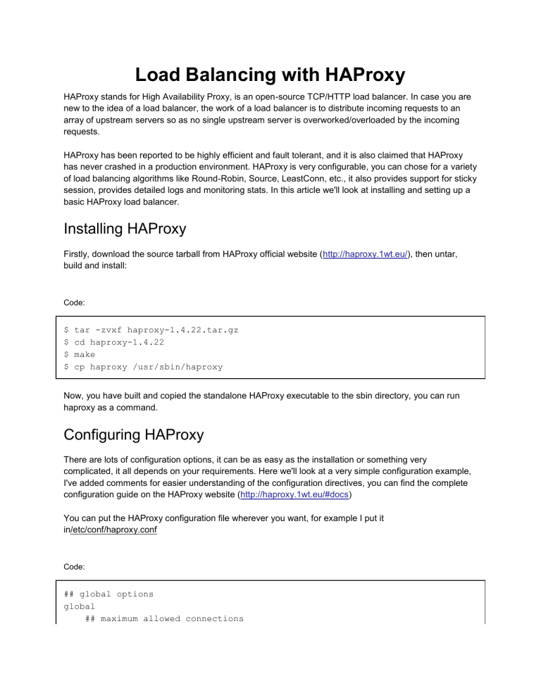 HAProxy Load Balancing: Installation and Configuration
