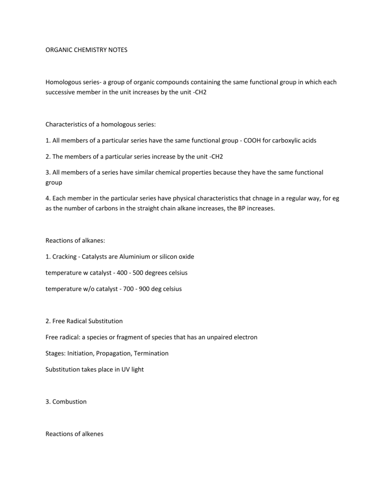 Organic Chemistry Notes