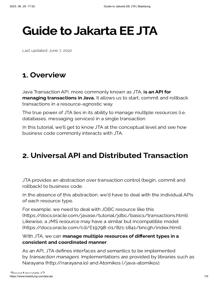 Jakarta EE JTA Guide: Transactions in Java