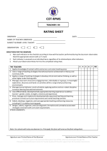 Observation Notes Form - Philippines Education
