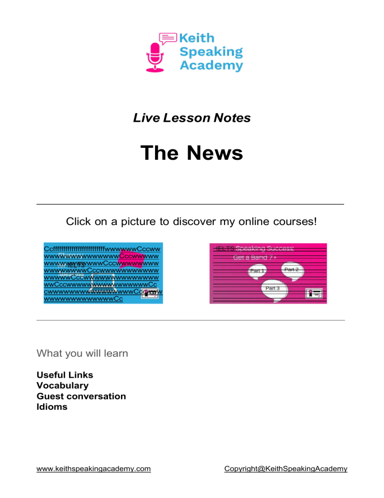 Live Lesson Notes: The News - English Learning