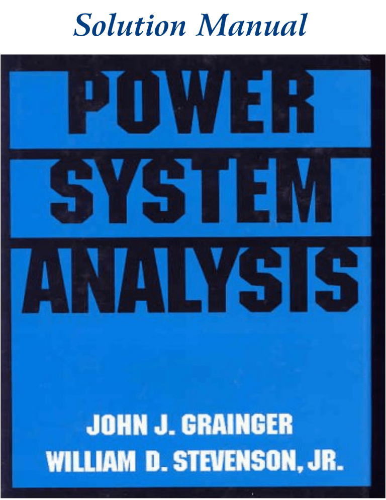Power System Analysis Solution Manual